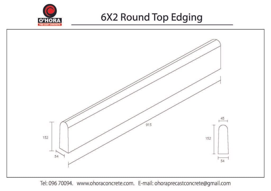 6X2 Round Top Edging - O' Hora Pre-Cast Concrete, Mayo, Sligo, West of ...